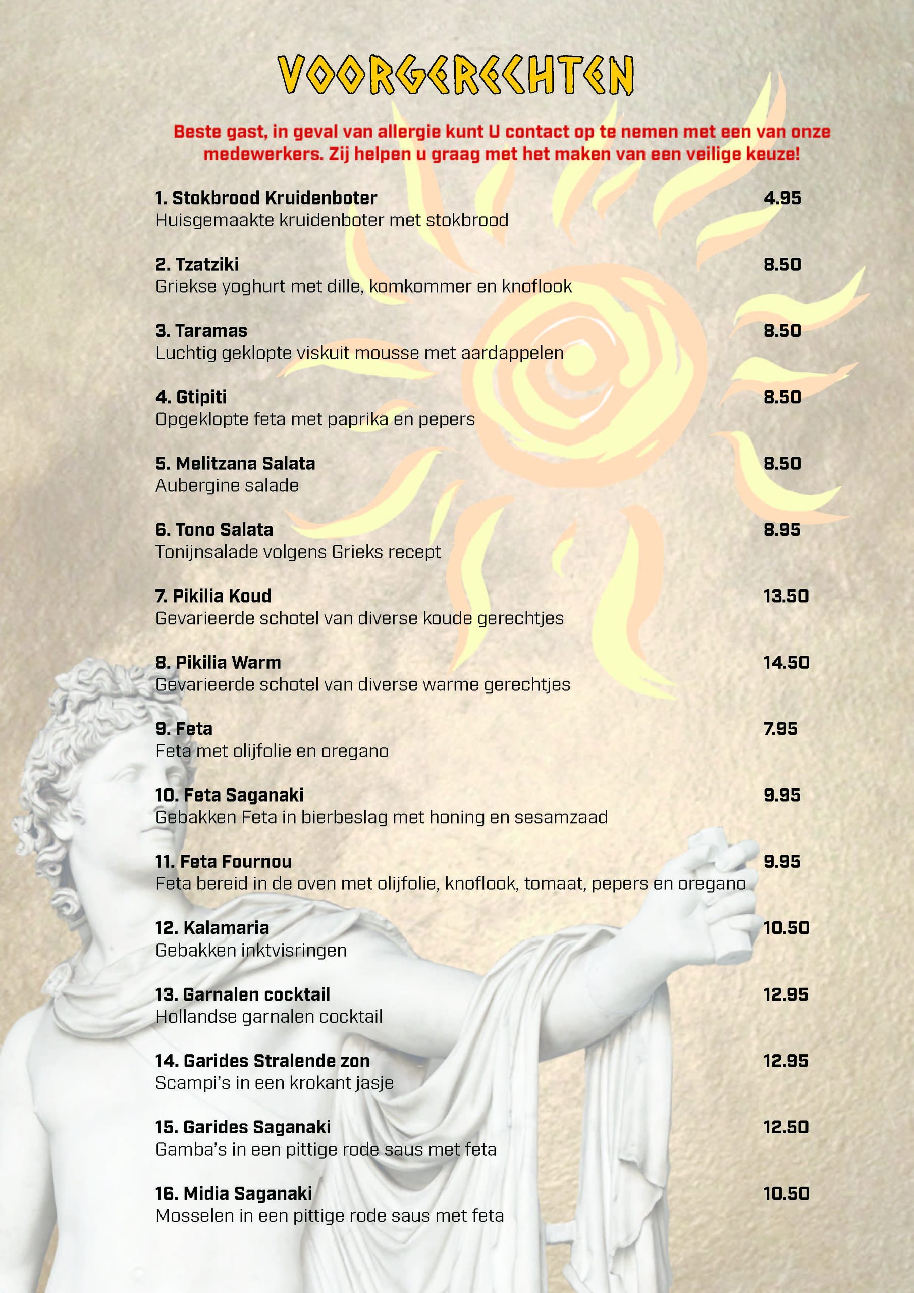 Menu - Griekse Taverna Helios