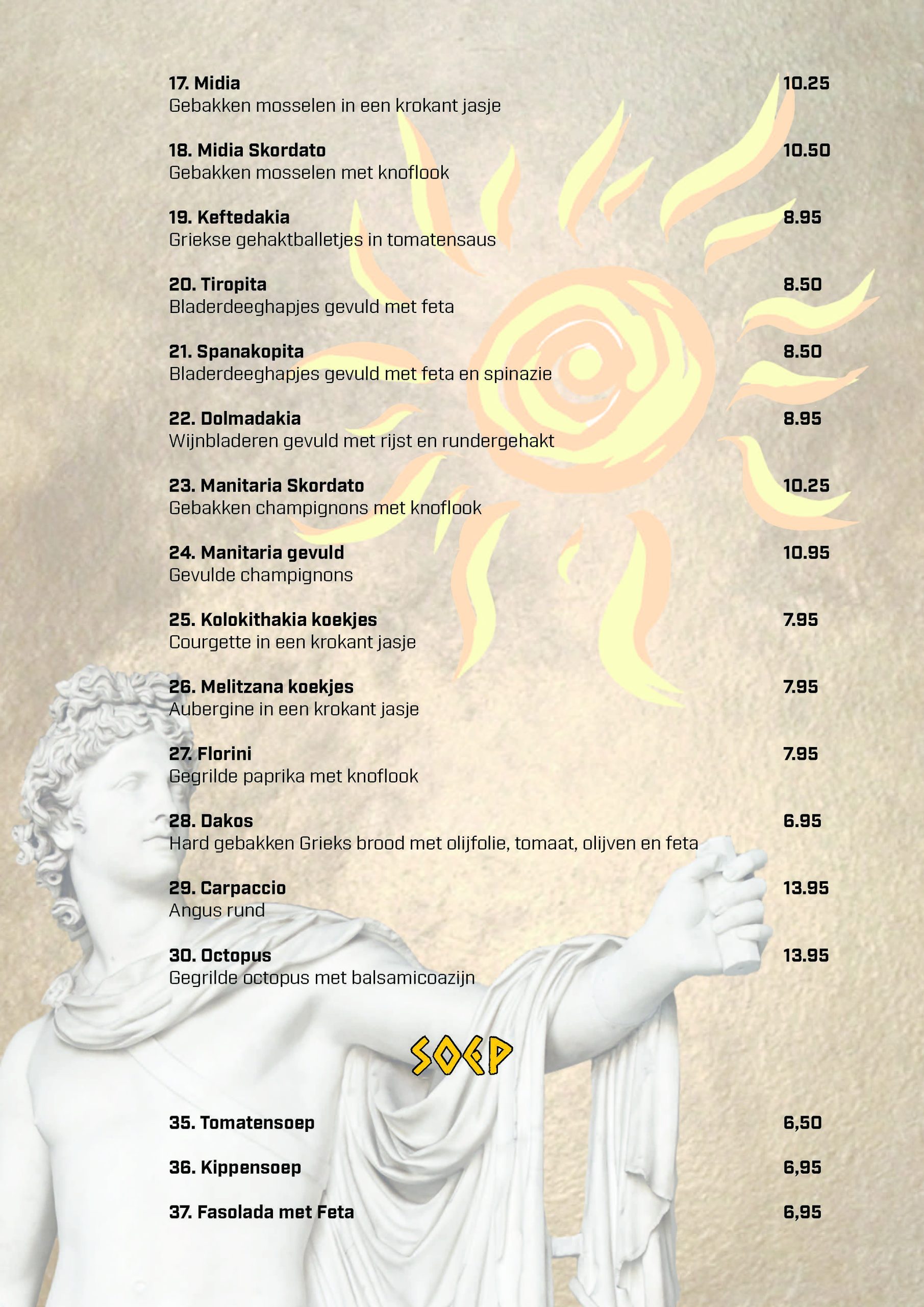 Menu - Griekse Taverna Helios